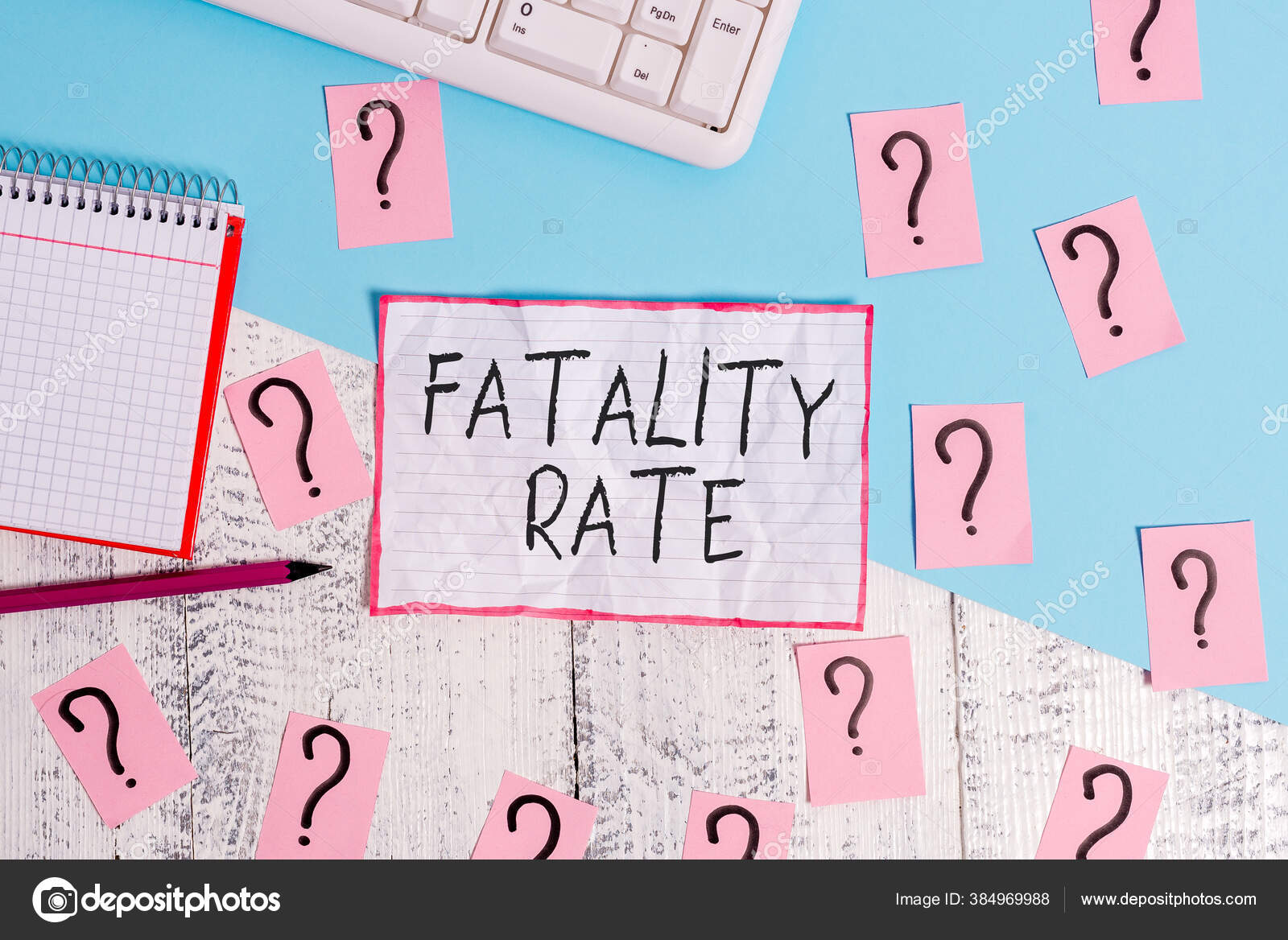 Handwriting text Fatality Rate. Concept meaning calculated number of ...