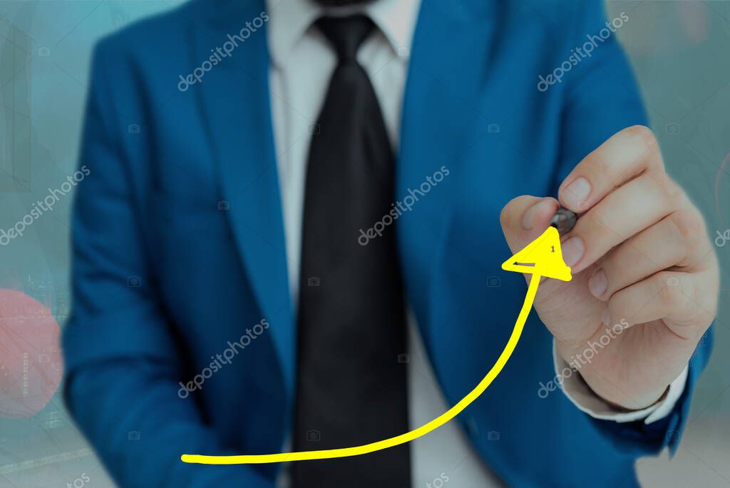 Ilustración de la curva de la punta de flecha que enfrenta el aumento ...