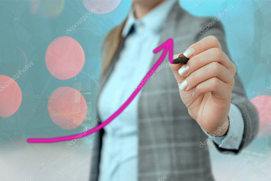 Ilustración de la curva de la punta de flecha que enfrenta el aumento ...