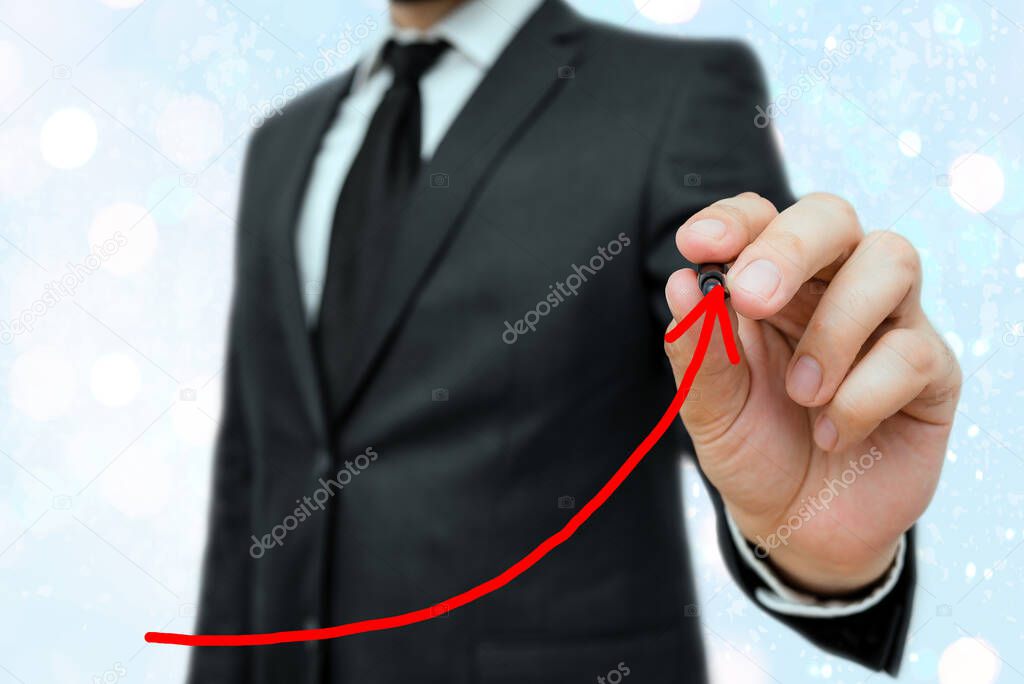 Ilustración de la curva de la punta de flecha que enfrenta el aumento ...