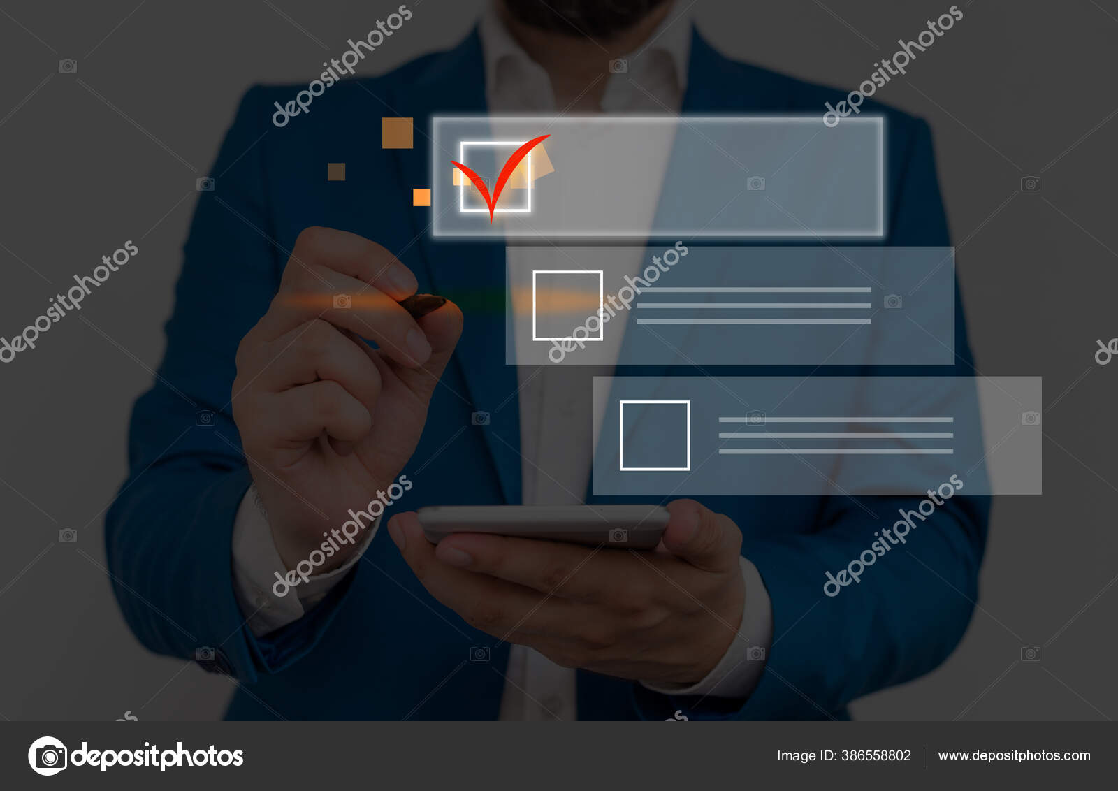 Hand Pen Check Checking Red Mark Empty Square Rectangular Shapes ...
