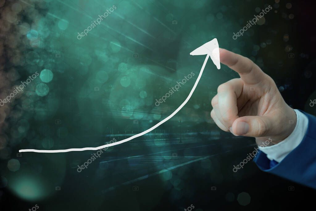 Ilustración de la curva de la punta de flecha que enfrenta el aumento ...