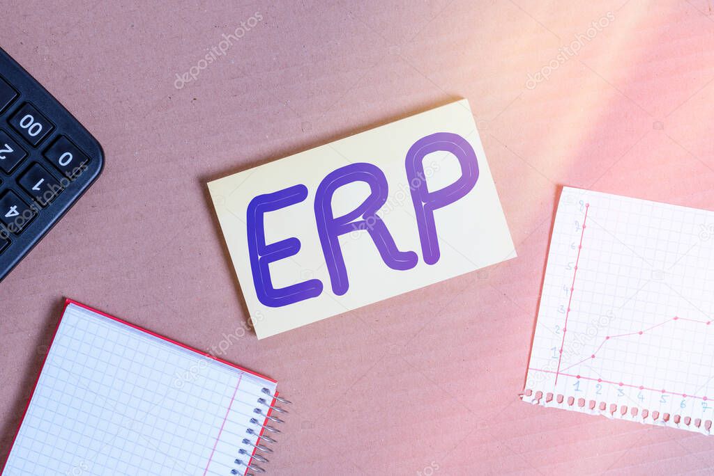Texto de escritura de palabras Erp. Concepto de negocio para la planificación de recursos ...