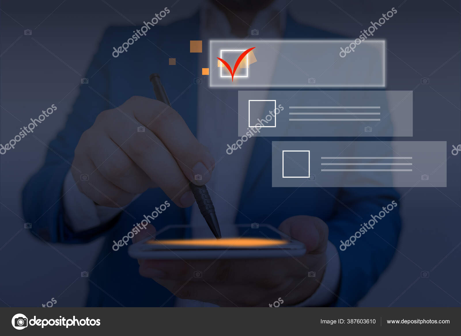 Hand Pen Check Checking Red Mark Empty Square Rectangular Shapes ...