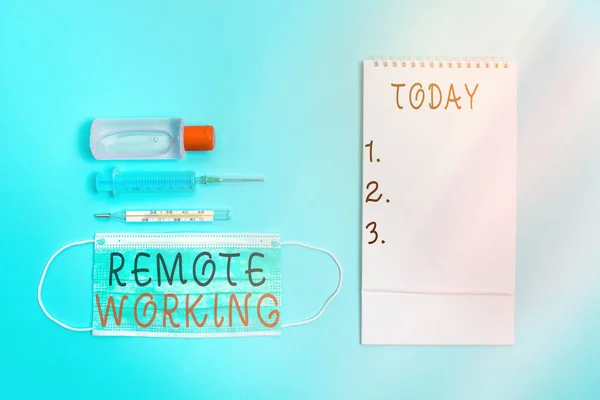 Conceptual hand writing showing Remote Working. Business photo ...