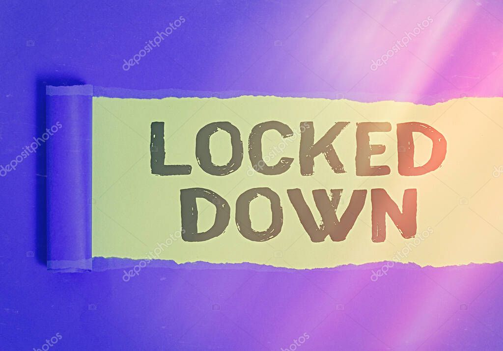 Signo de texto que muestra Bloqueado. Medida de emergencia de foto ...