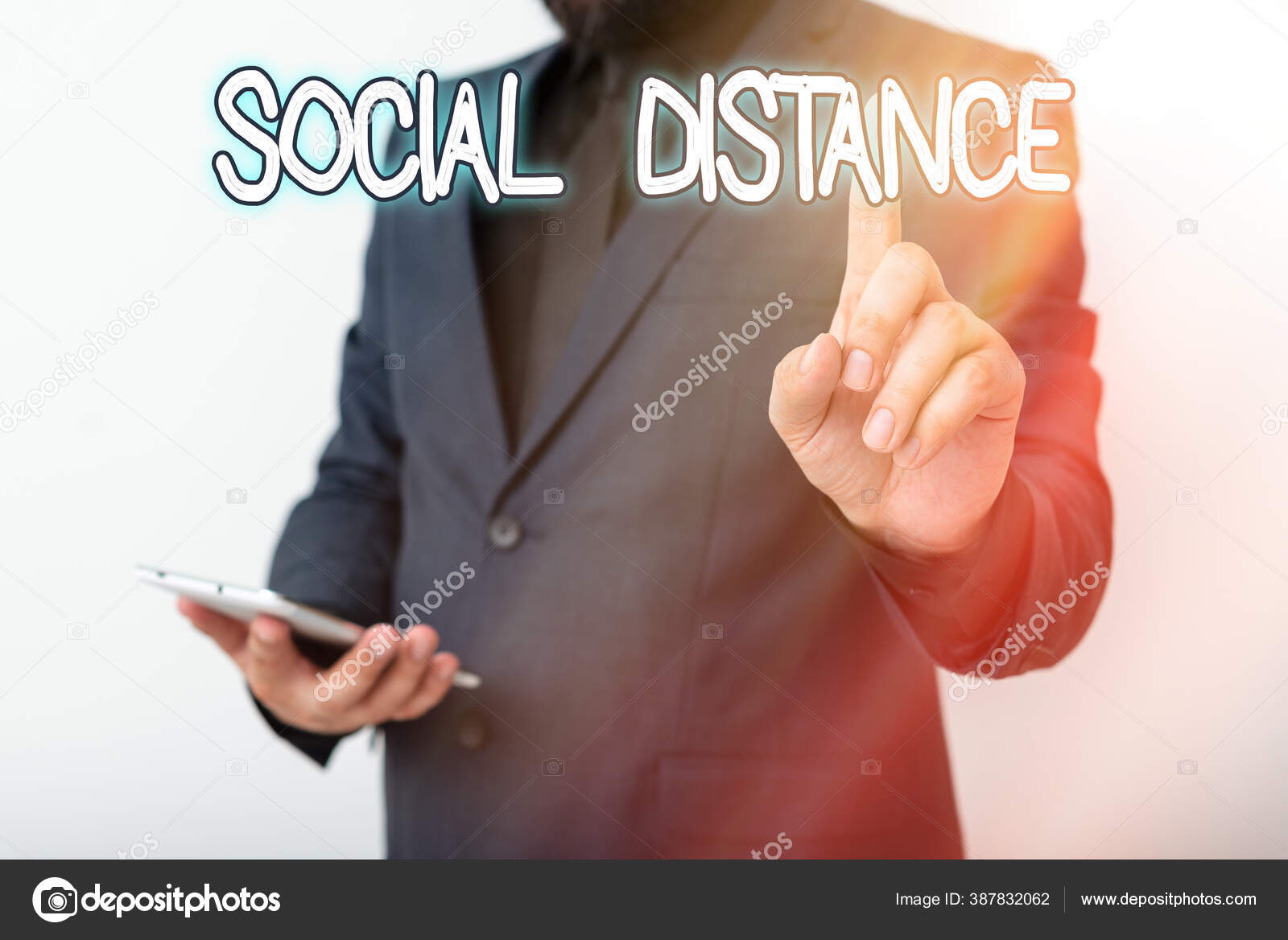 Handwriting text Social Distance. Concept meaning maintaining a high ...