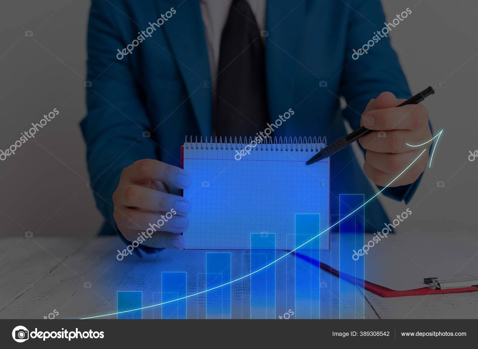 Man Smartphone Illustrating Ascending Trends Performance Bar Graph ...