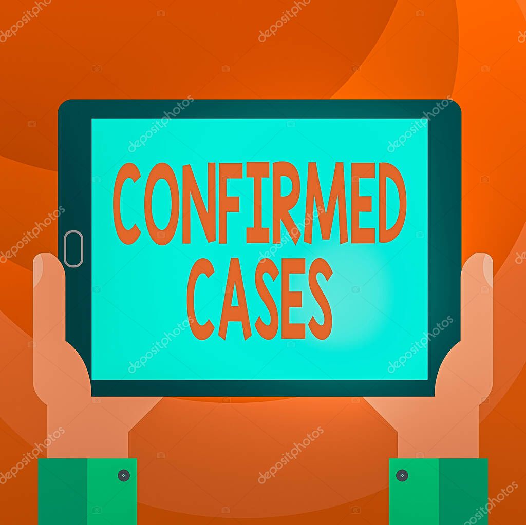 Signo de texto que muestra casos confirmados. Conjunto de fotos ...