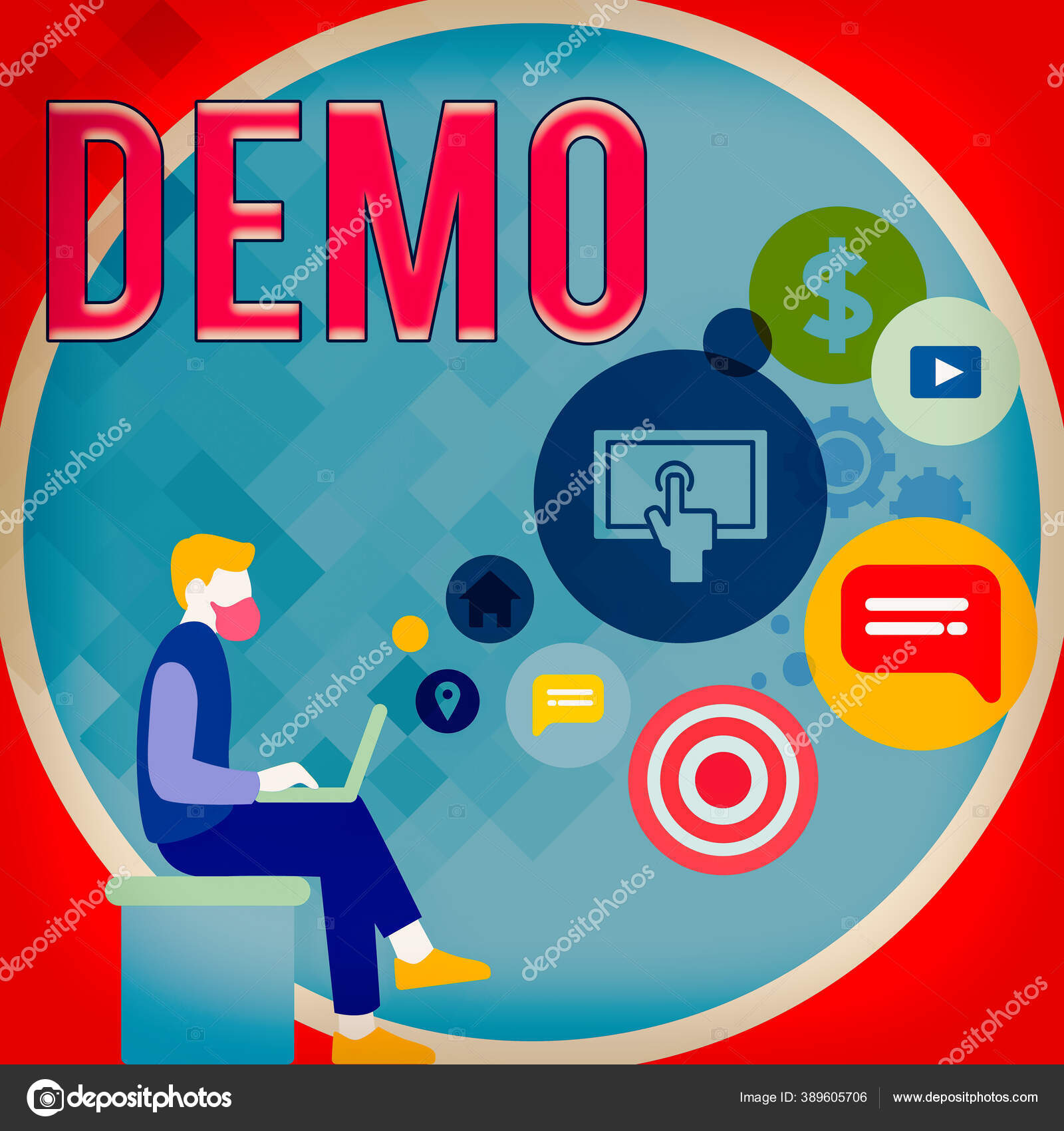 Handwriting text writing Demo. Concept meaning exemplification display ...