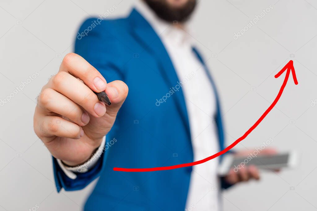 Ilustración de la curva de la punta de flecha que enfrenta el aumento ...