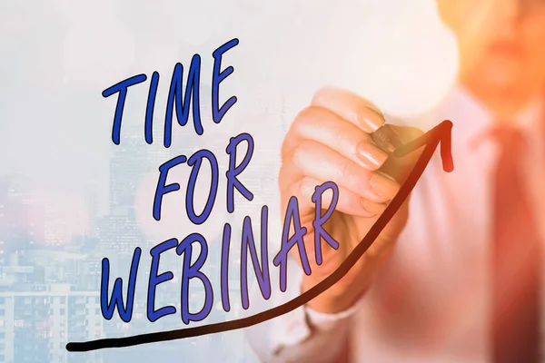 Writing note showing Time For Webinar. Business photo showcasing ...