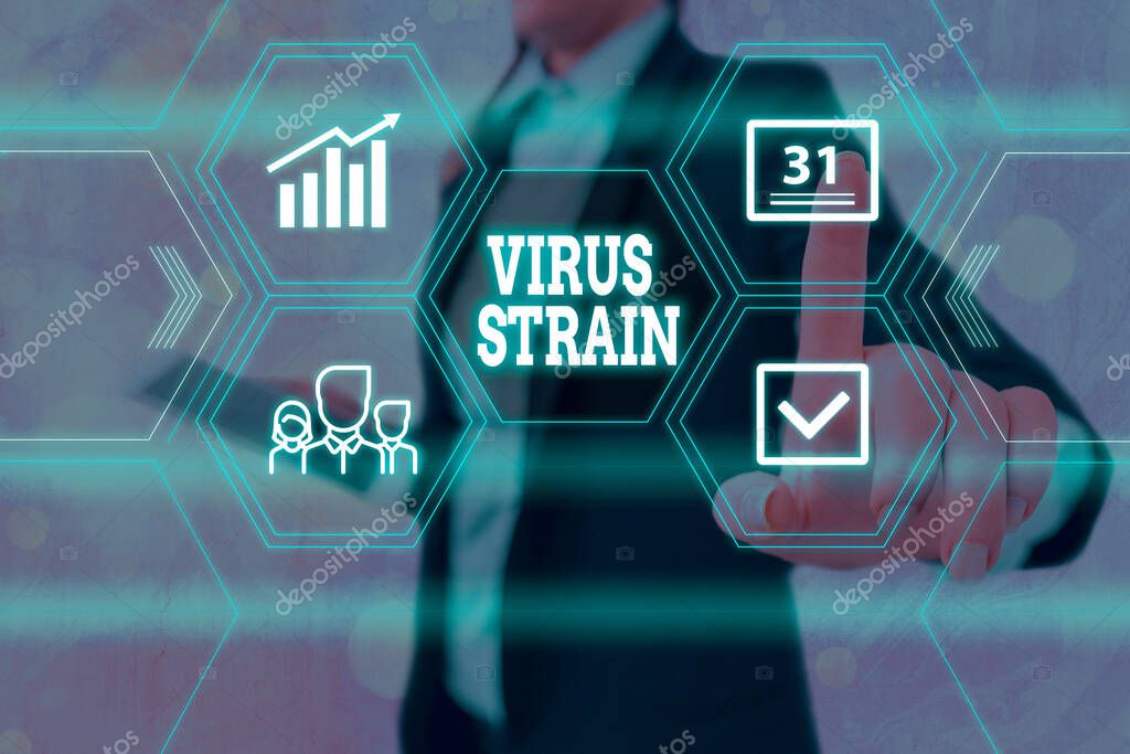 Signo de texto que muestra Virus Strain. Foto conceptual Otra variante ...