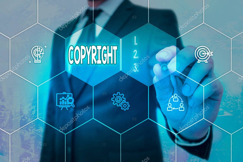 Escritura manual conceptual que muestra Copyright. Texto de foto ...