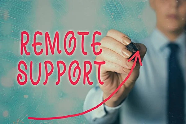 Handwriting text Remote Support. Concept meaning type of secure service ...