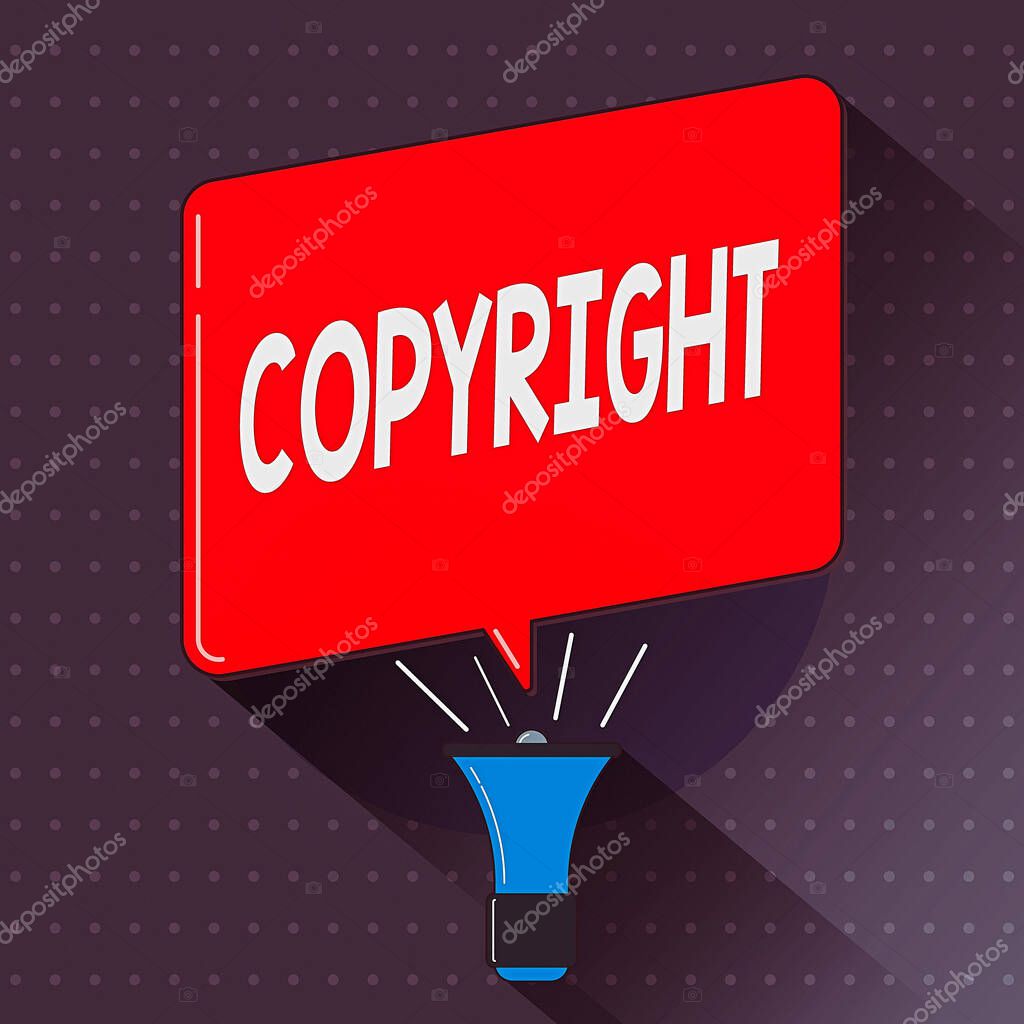 Signo de texto que muestra Copyright. Derechos legales exclusivos de ...