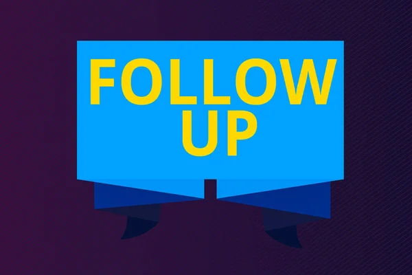 Writing note showing Follow Up. Business photo showcasing a ...