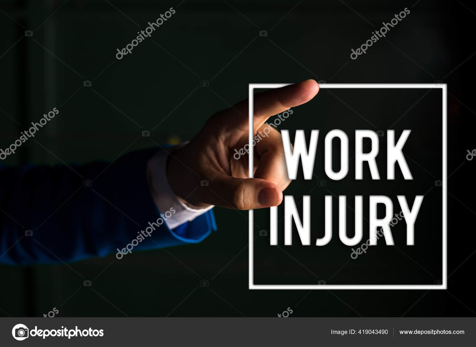 Text sign showing Work Injury. Conceptual photo Accident in job Danger ...