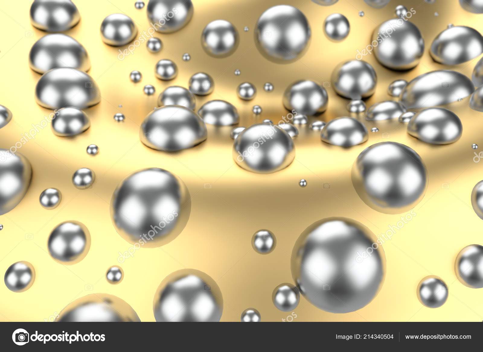 Silver White Gold Platinum Spheres Metal Yellow Wave Background ...