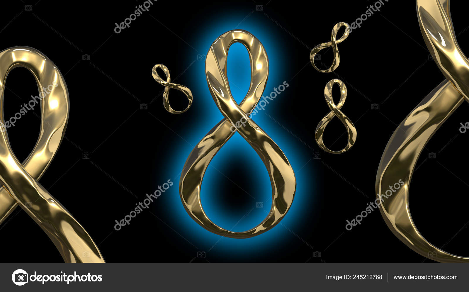 8 March symbol. Figure of eight made of cast gold platinum or silver ...