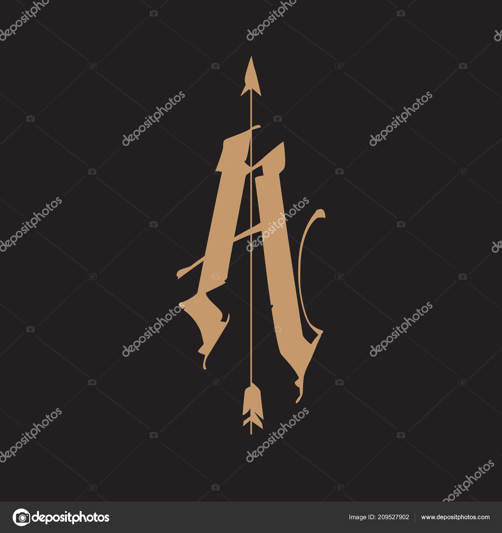 Logo Letters Arrow Gothic Style Vector Logo Image Isolated Black Stock ...