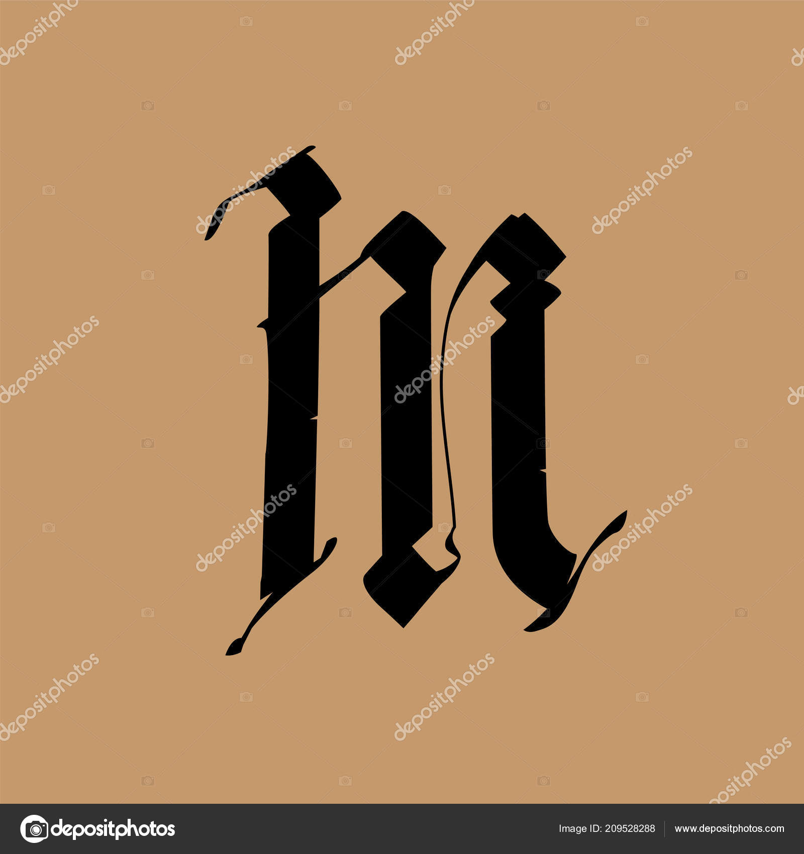 Letter Gothic Style Vector Alphabet Symbol Isolated Golden Background ...