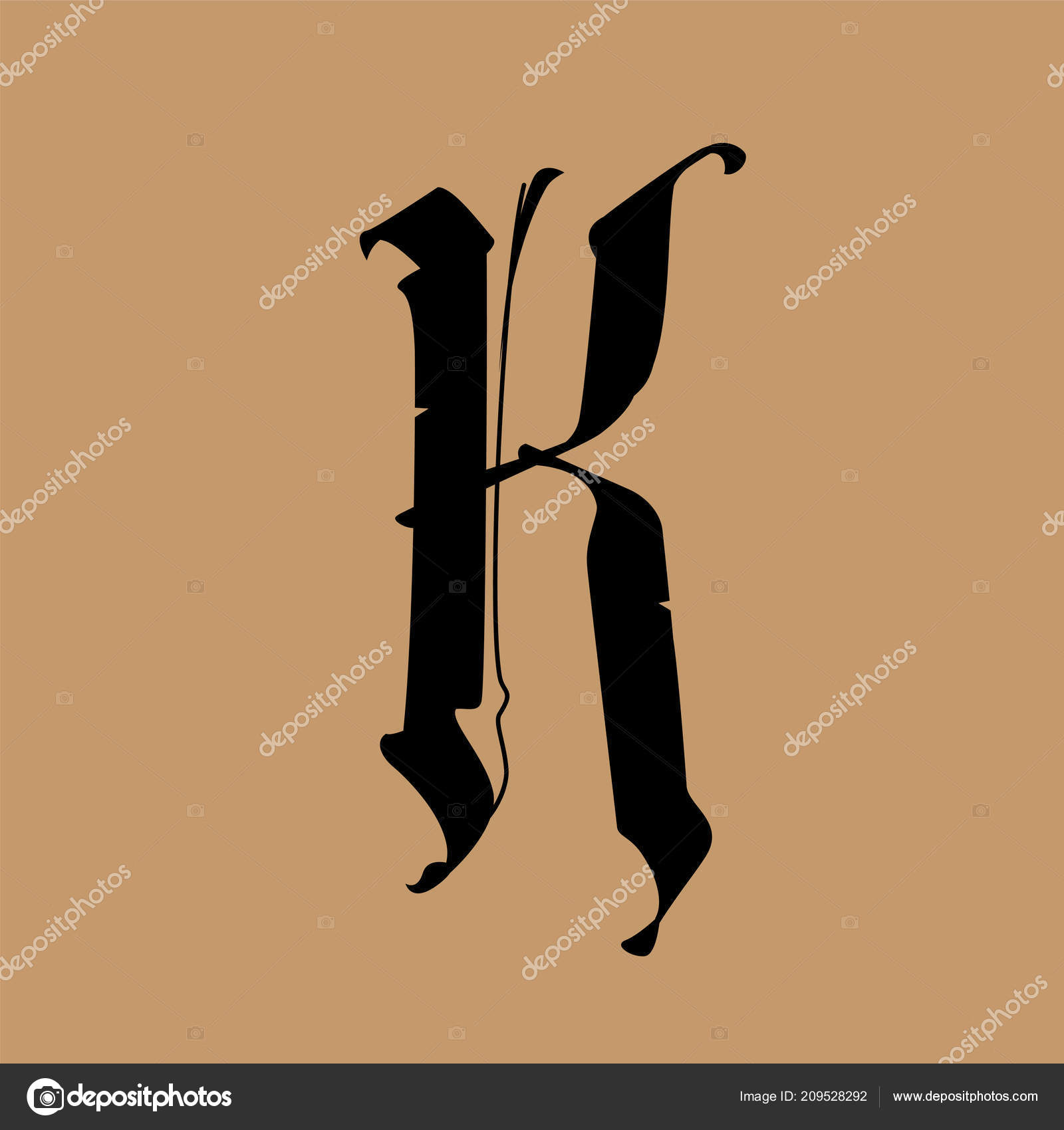 Letter Gothic Style Vector Alphabet Symbol Isolated Golden Background ...