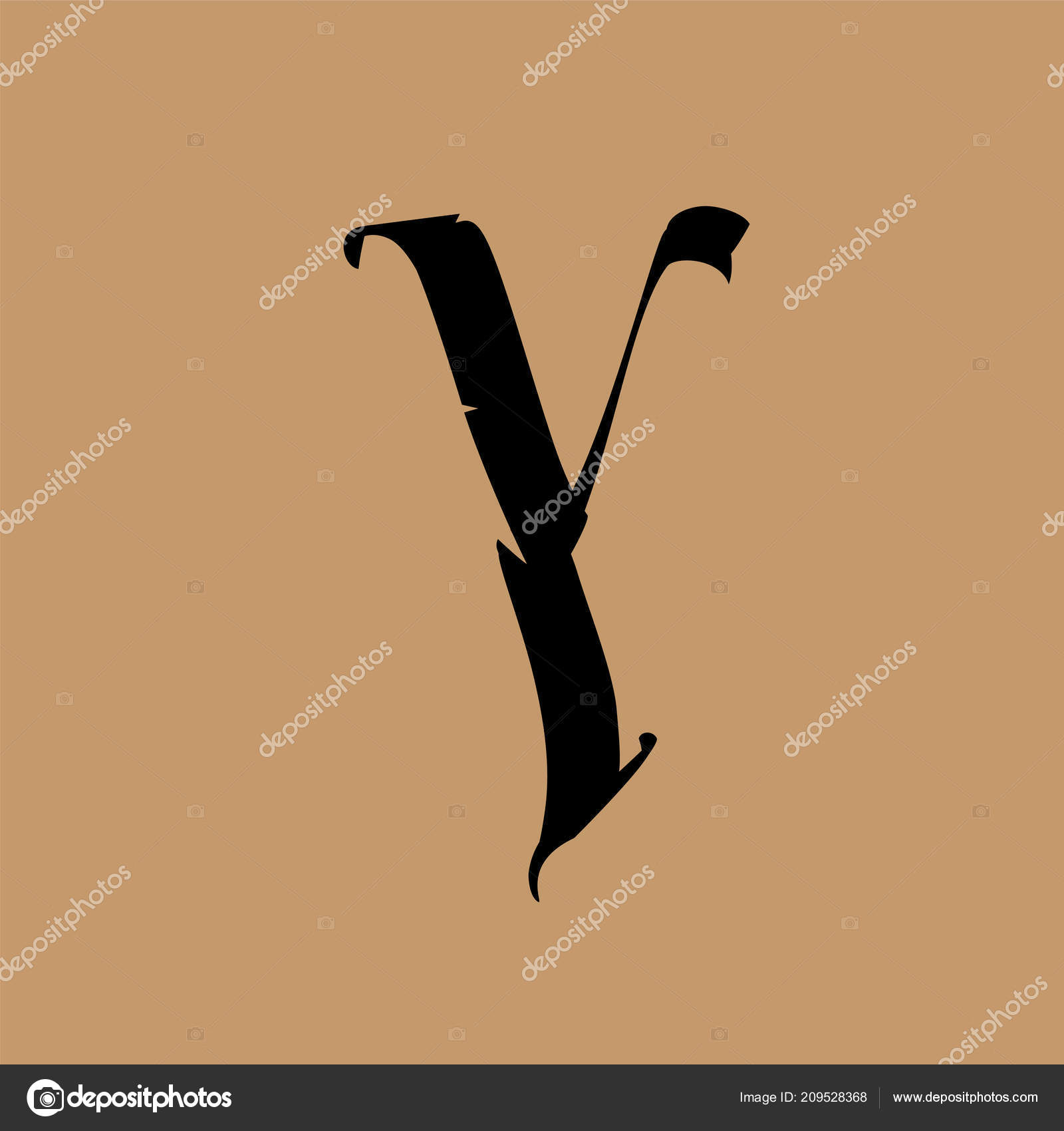 Letter Gothic Style Vector Alphabet Symbol Isolated Golden Background ...
