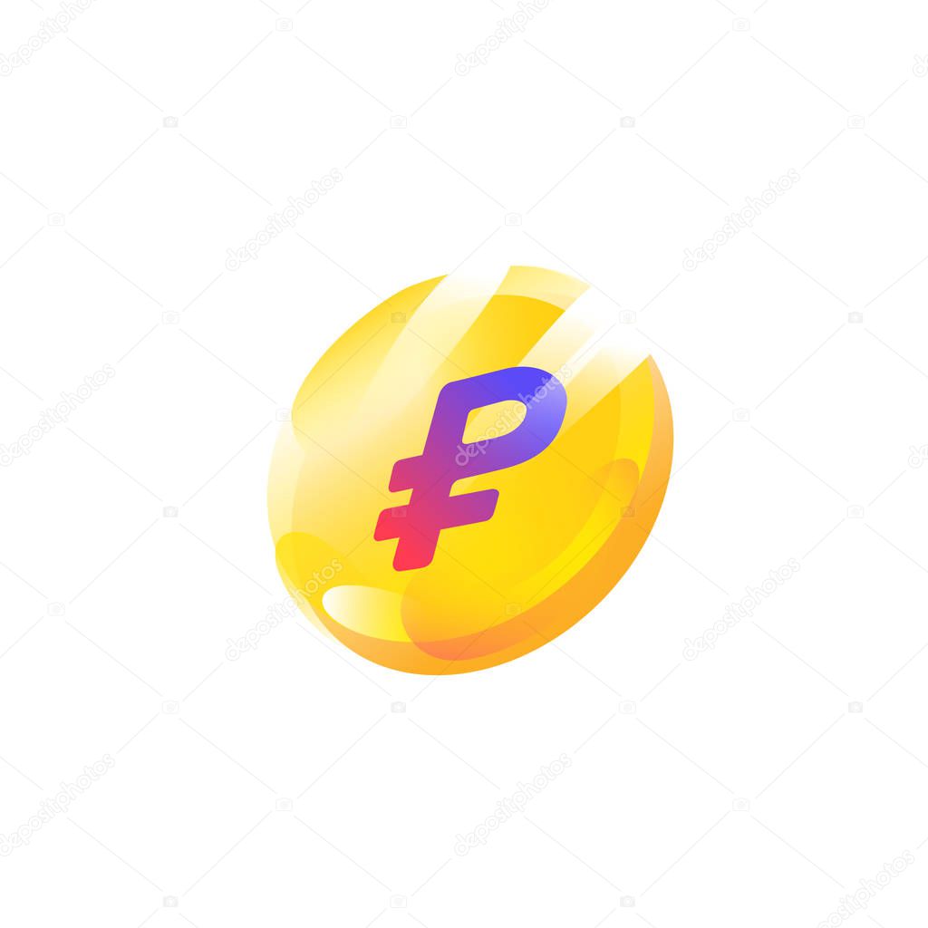 Logo, icono de la moneda con un signo de rublo. Vector. La imagen está ...