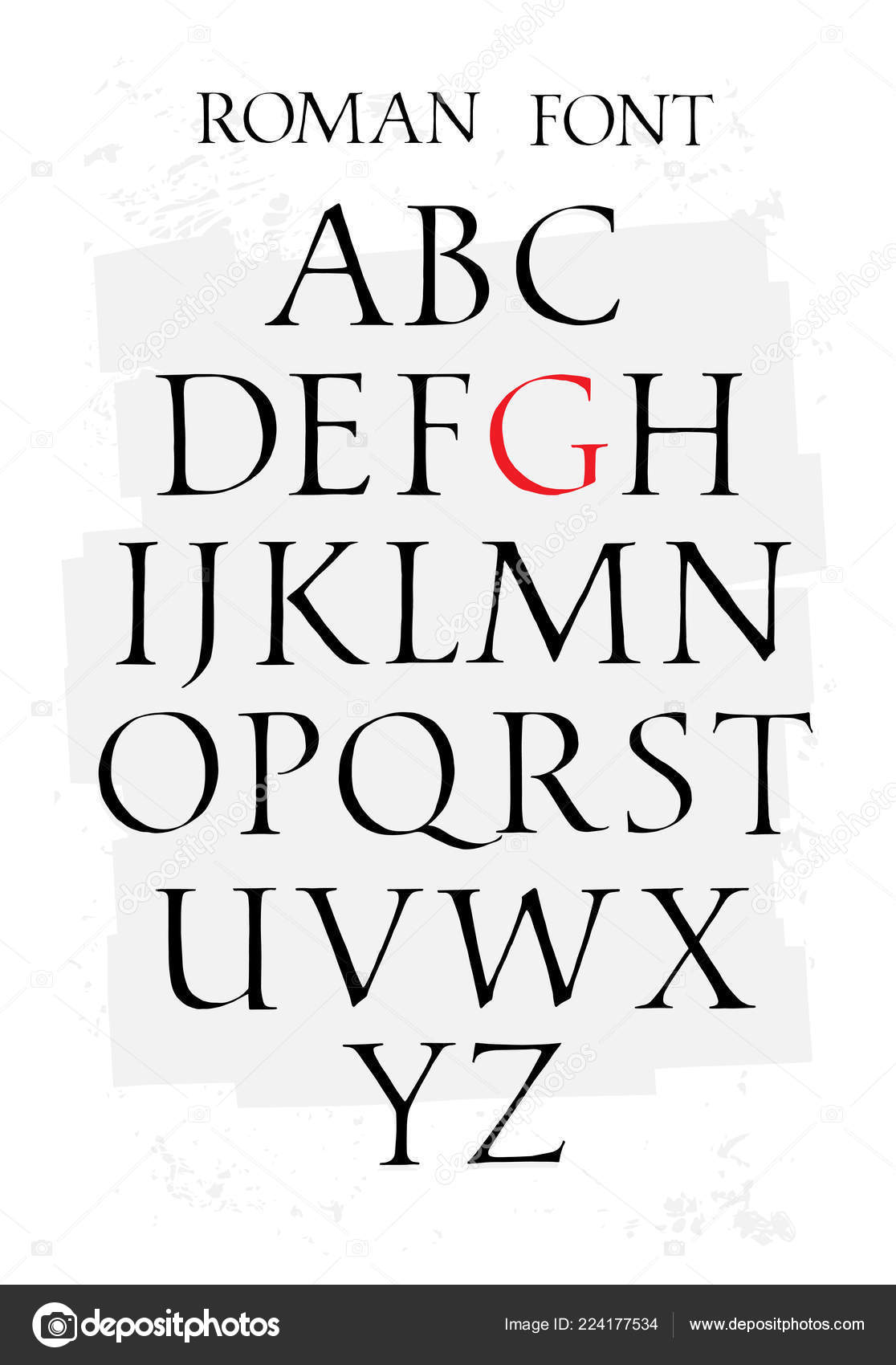 Set Font Romawi Klasik Vektor Huruf Besar Fonta Kuno Yang Vektor Stok ...