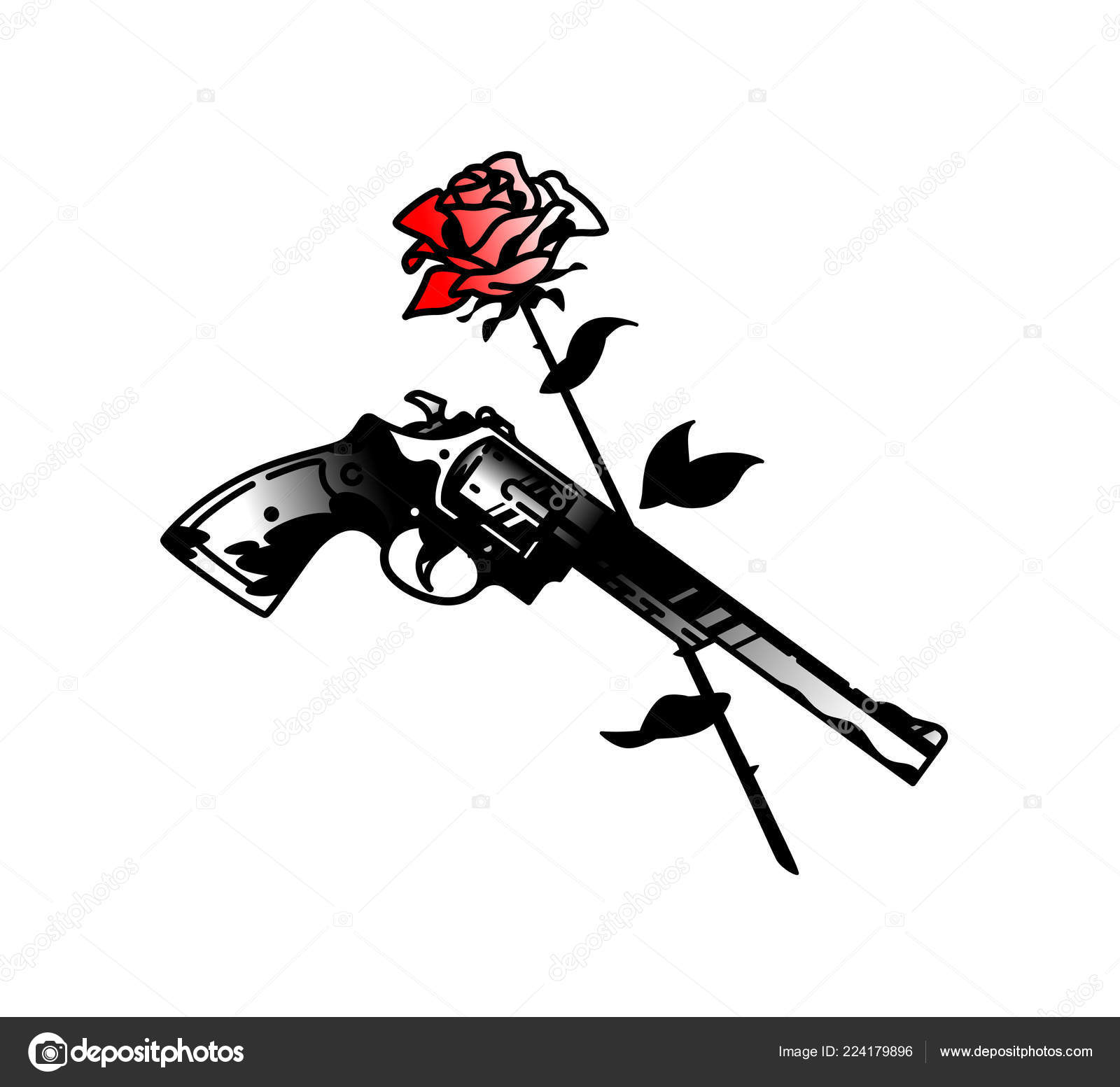 Revolver Rose Tattoo Design