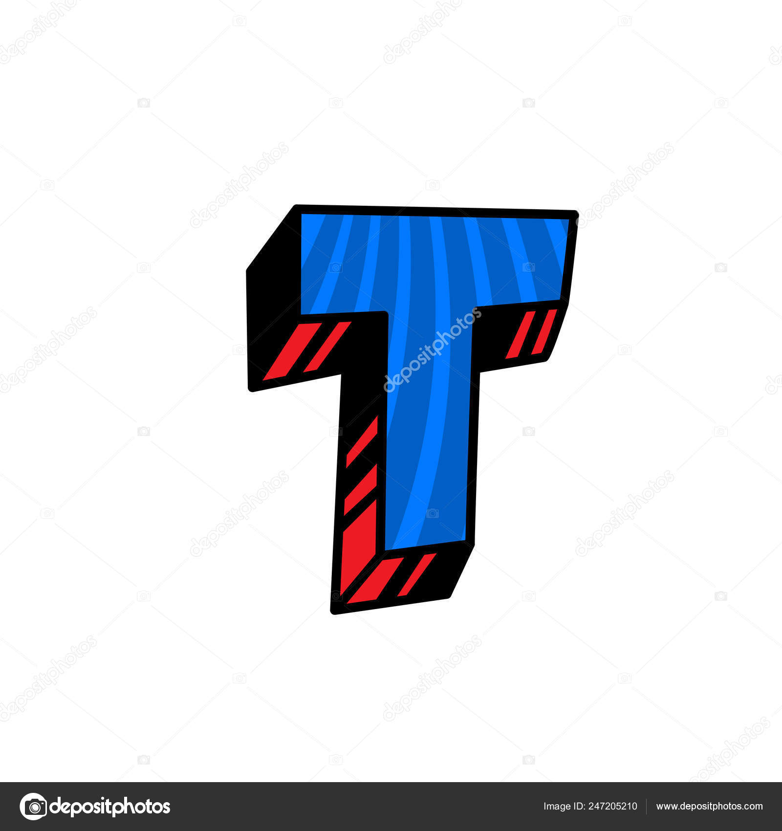 Logo, Buchstabe t. Vektor. Lineares, umrissenes Symbol. Volumenmarke, 3 ...