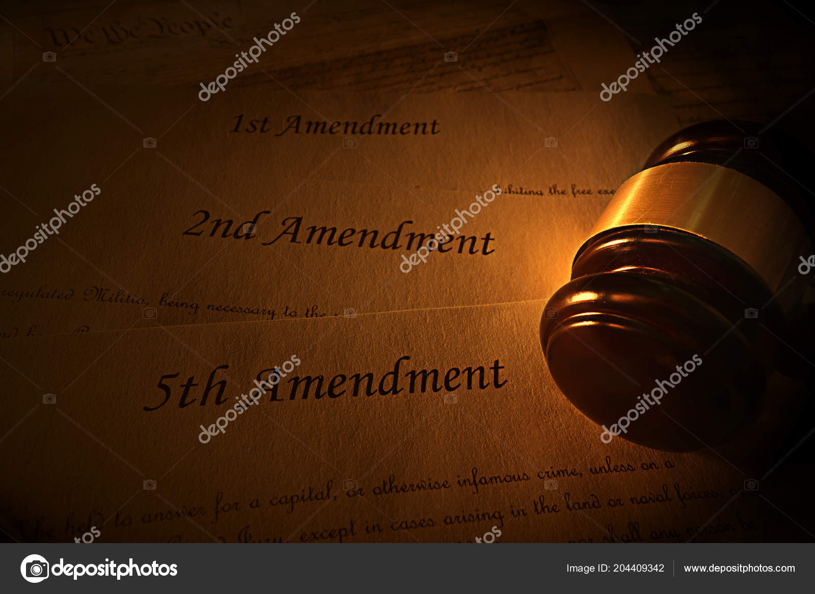 Fifth Second First Constitutional Amendments Gavel Stock Photo by ...