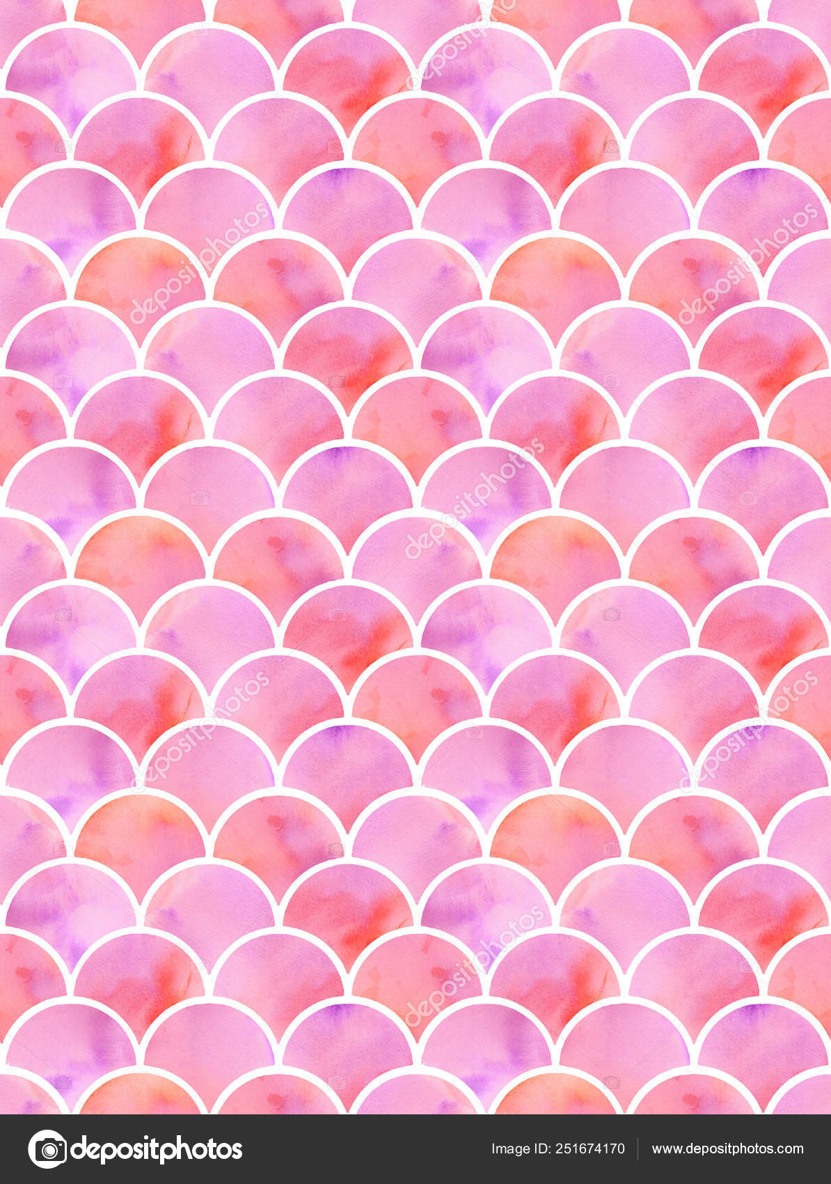 Watercolor Pink Scales Mermaid Seamless Pattern — Stock Photo ...