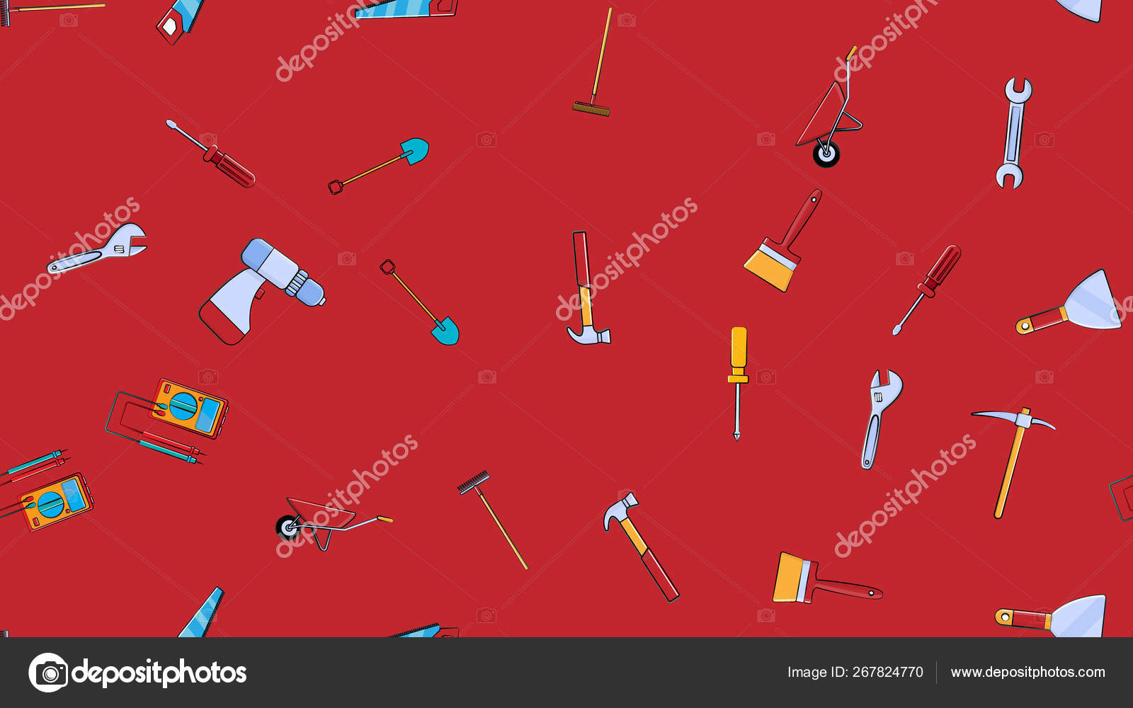 Texture, seamless pattern from a set of construction tools for repair ...