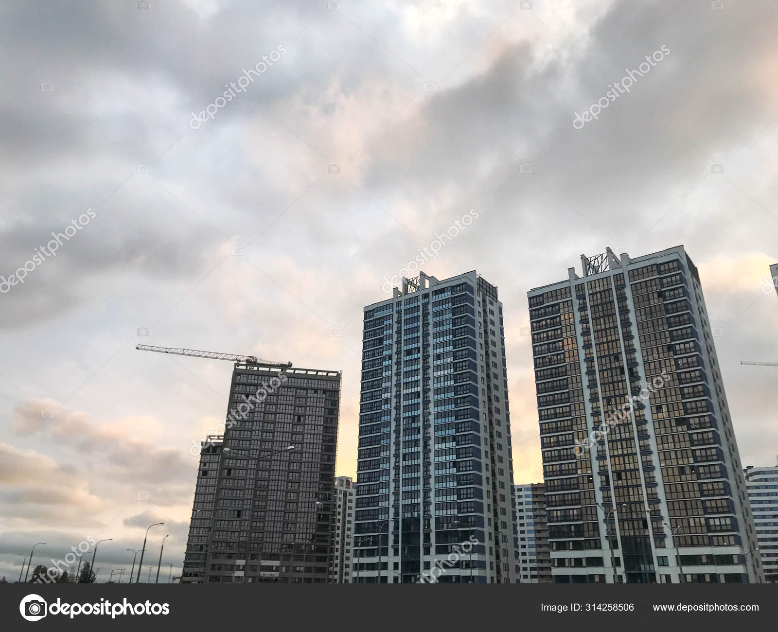 Tall beautiful monolithic-frame panel buildings, new buildings, ⬇ Stock ...