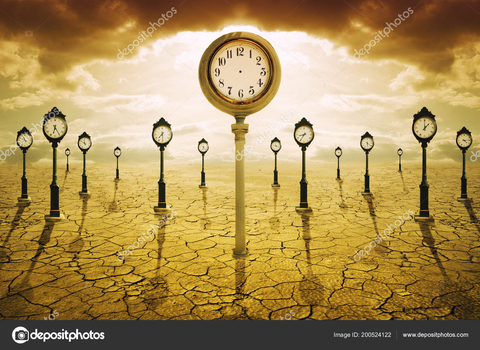 Time Death Concept Clock Hands Many Other Showing Different Times Stock ...