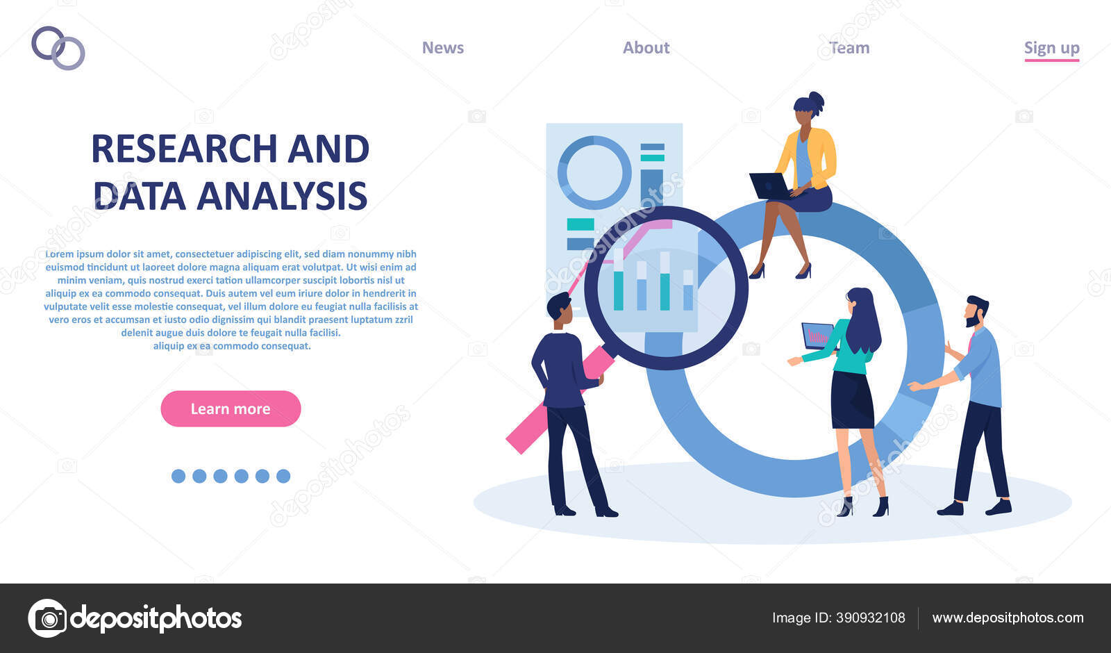 Research Data Analysis Concept Vector Business Team Analyzing Financial Report Stock Vector by ...