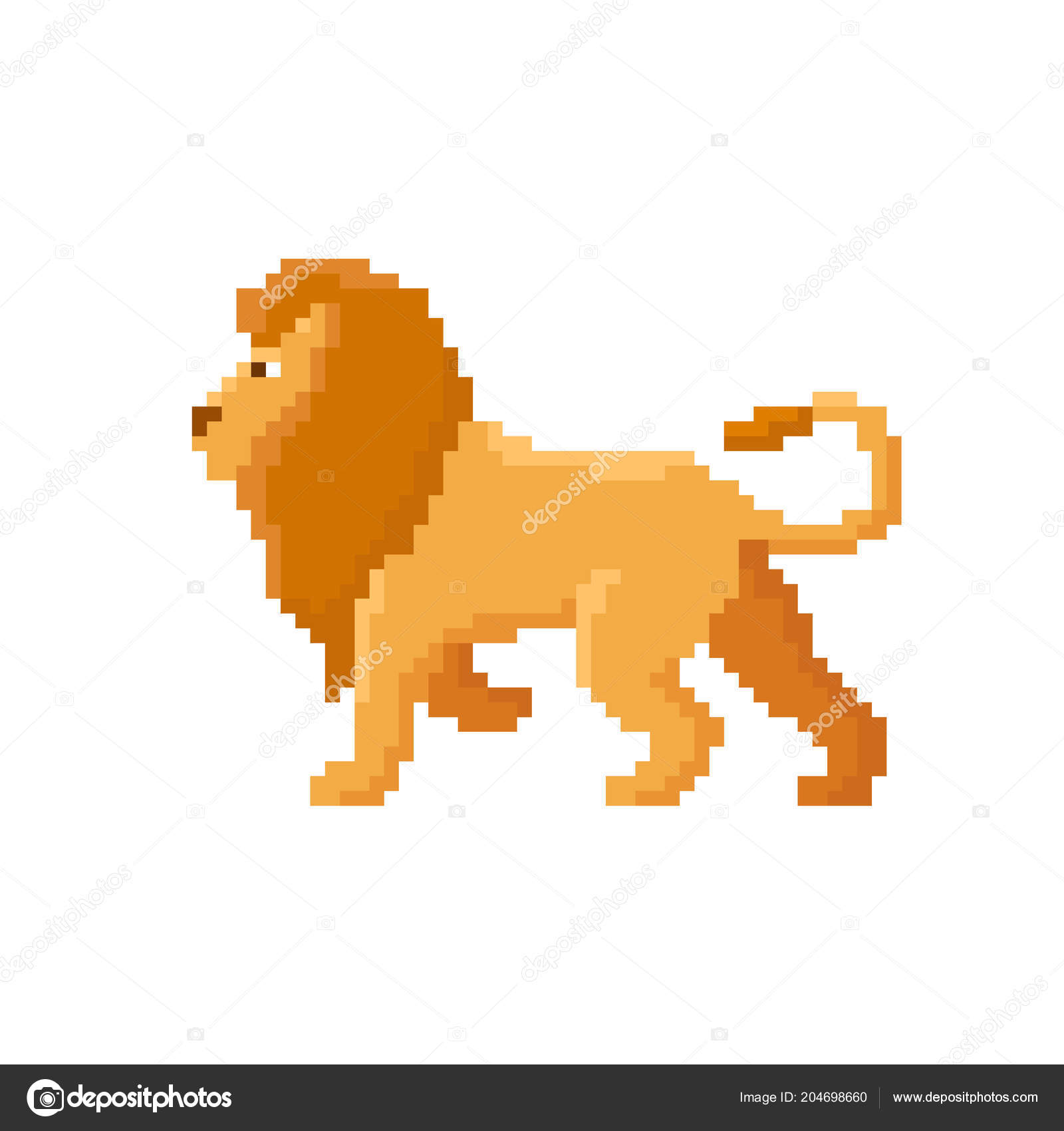 Leão Pixel Isolado Fundo Branco Ilustração Vetor Bits Vetor de stock de ...