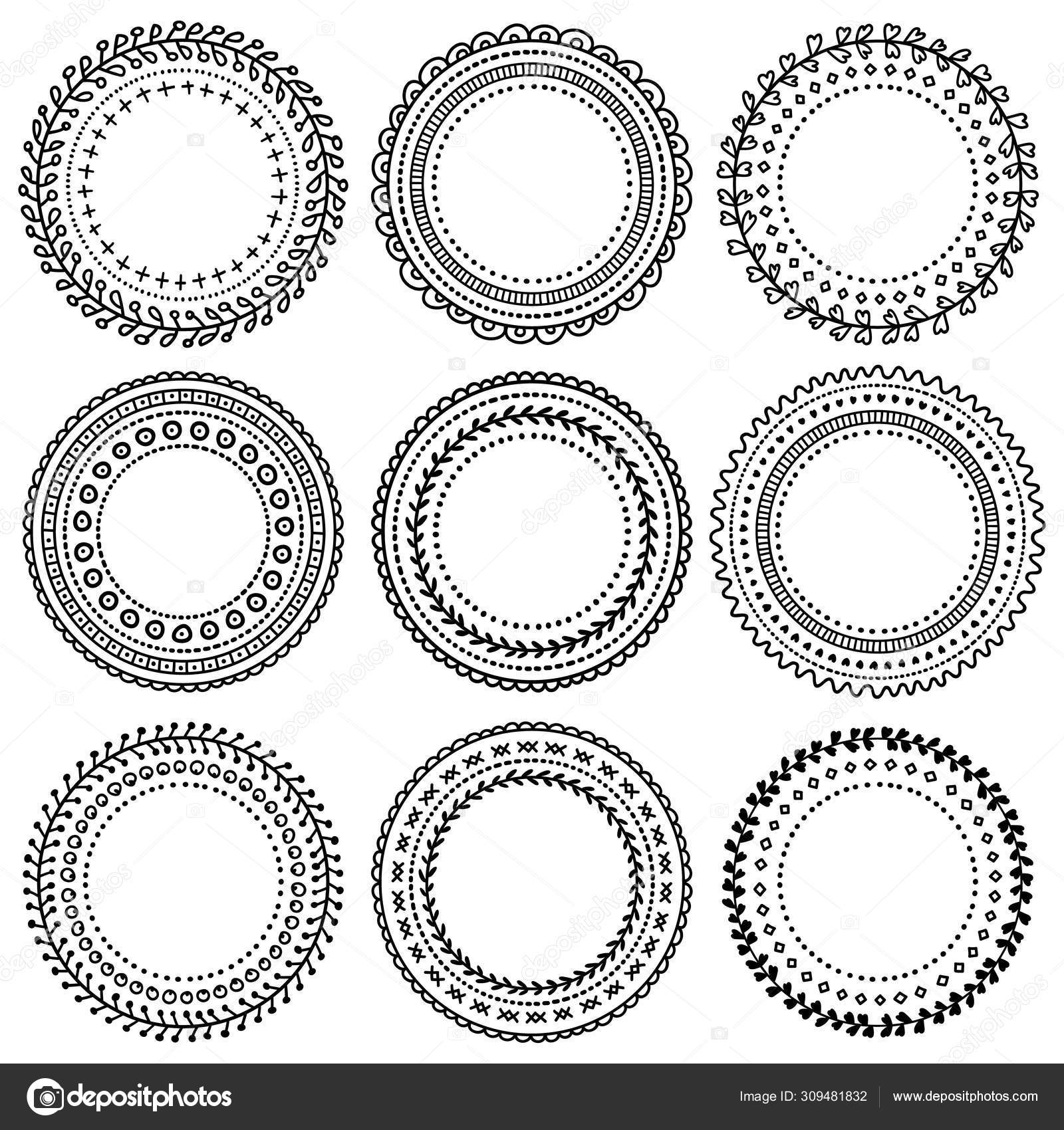 Set dari frame corat-coret hitam, sketsa untuk jurnal peluru Vektor ...