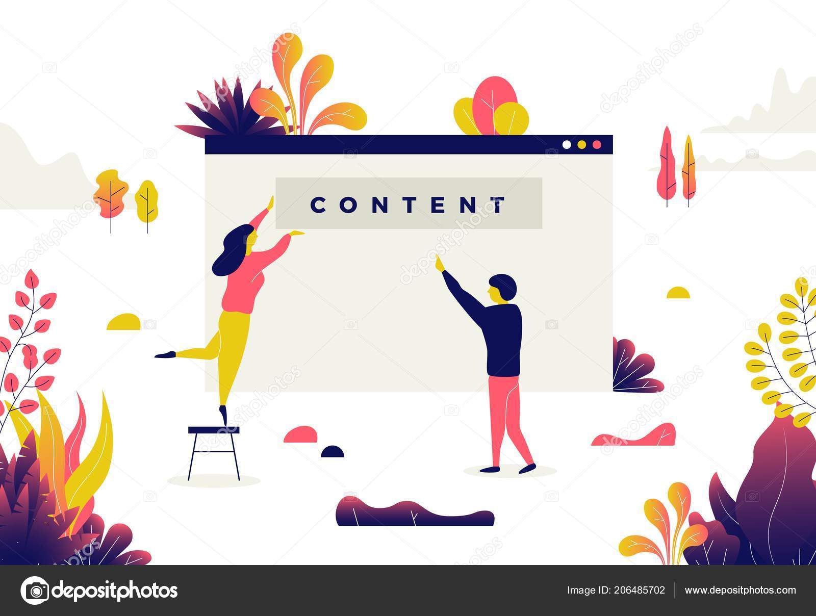 Modern flat illustration of filling web page with content ⬇ Vector ...