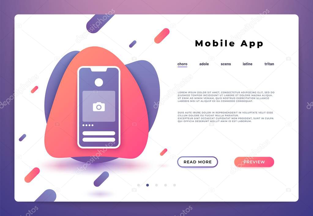 Página de destino de la aplicación móvil. Página web de inicio de ...