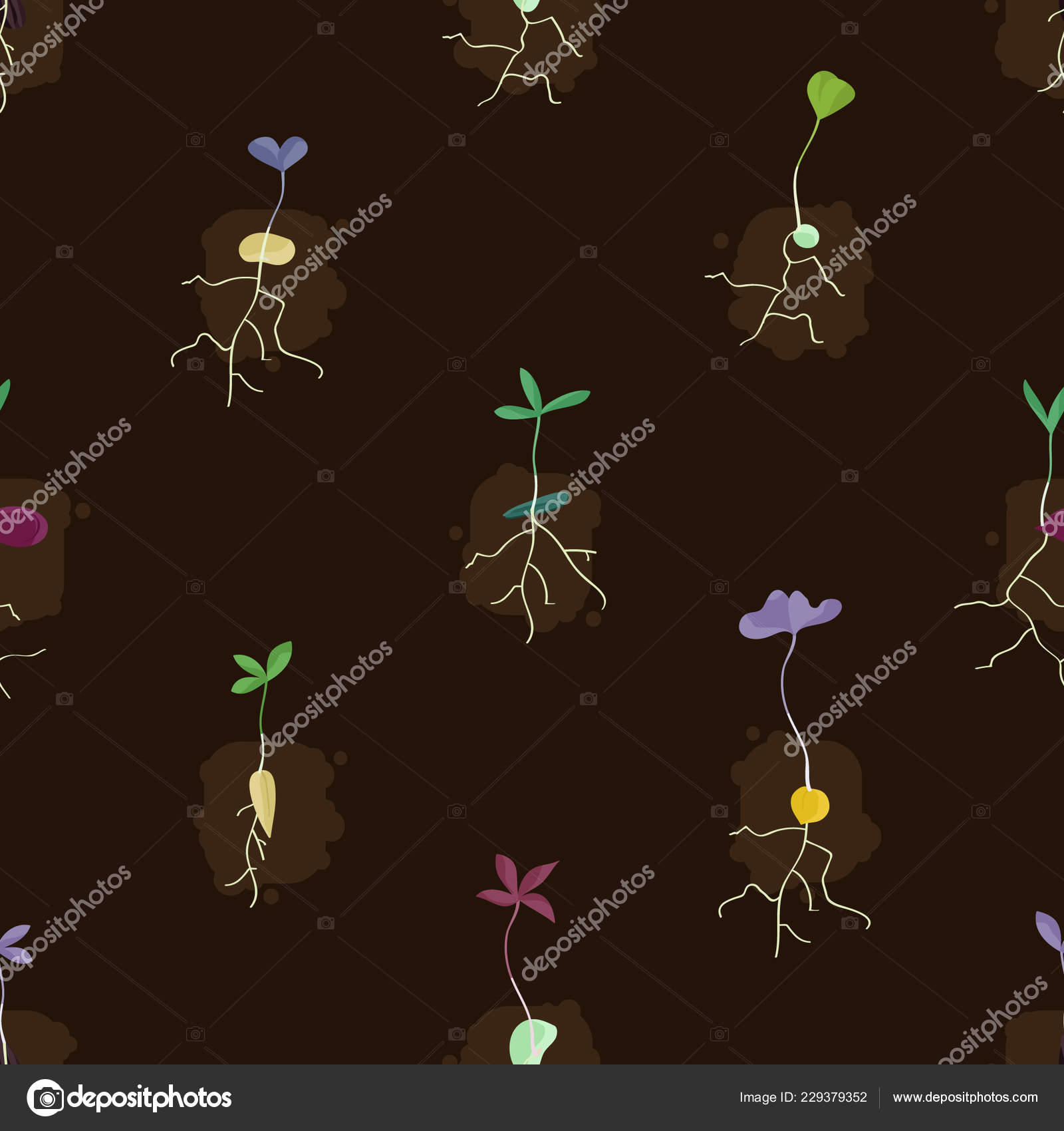 Different Growing Seeds Vector Background ⬇ Vector Image by ...