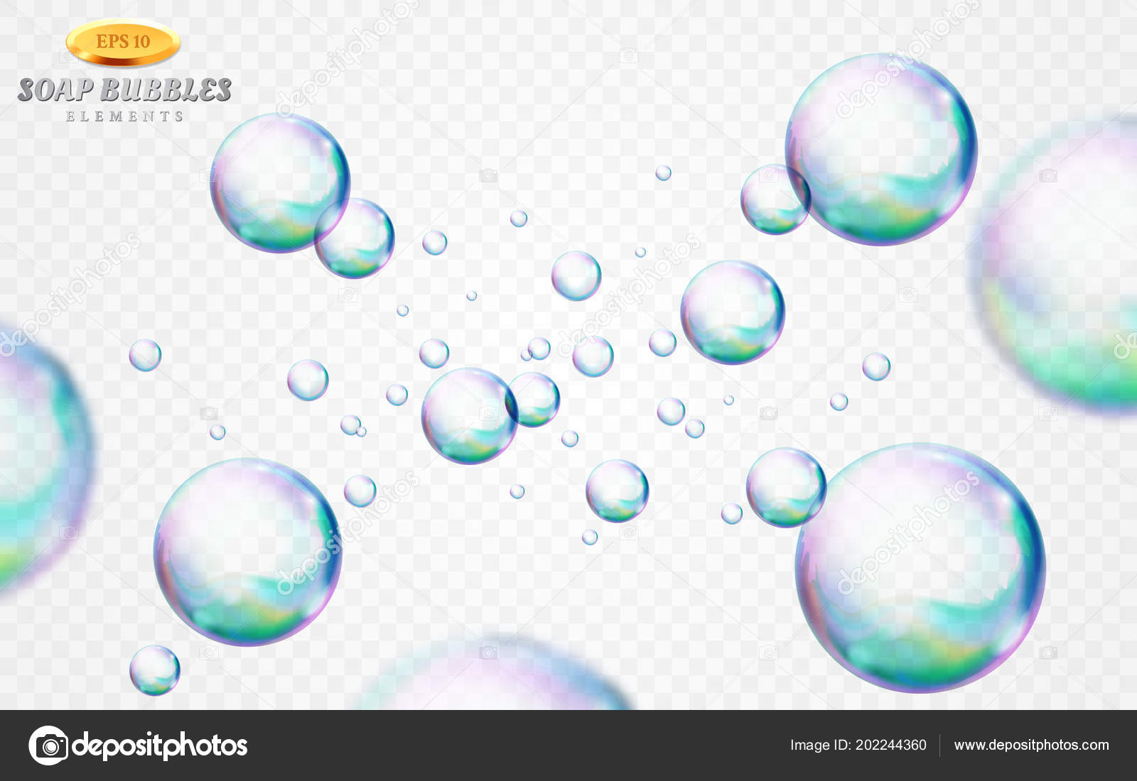 Vector soap bubbles set isolated on white transparent background ...