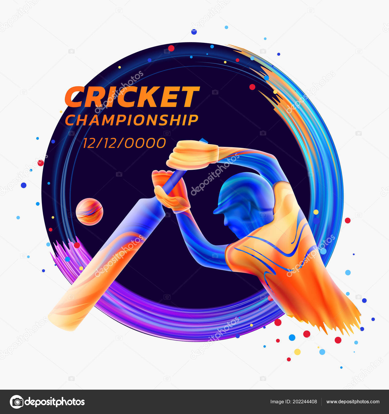 Vector abstract illustration of batsman playing cricket from colored ...