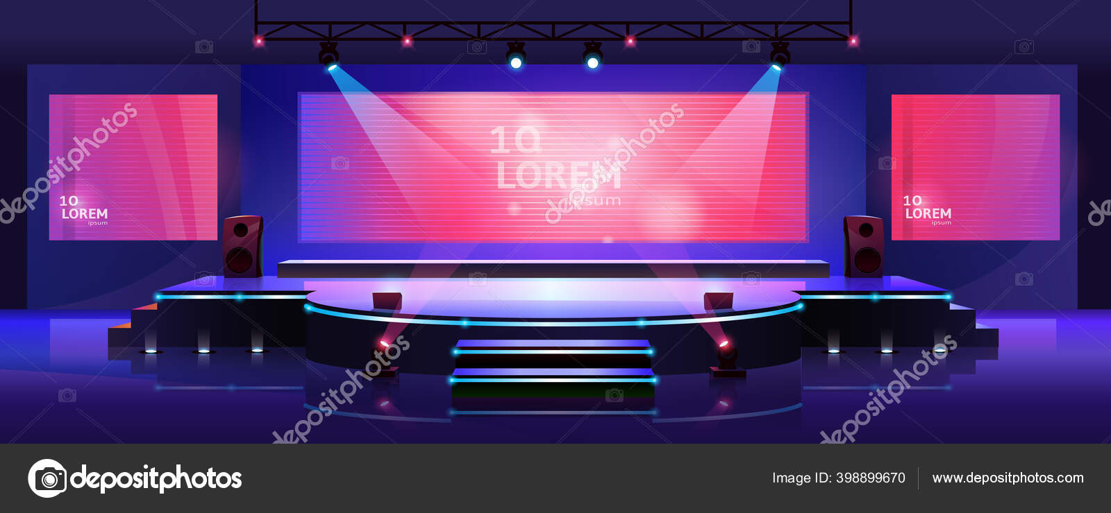 Stage, conference hall, presentation concert scene Stock Vector Image ...