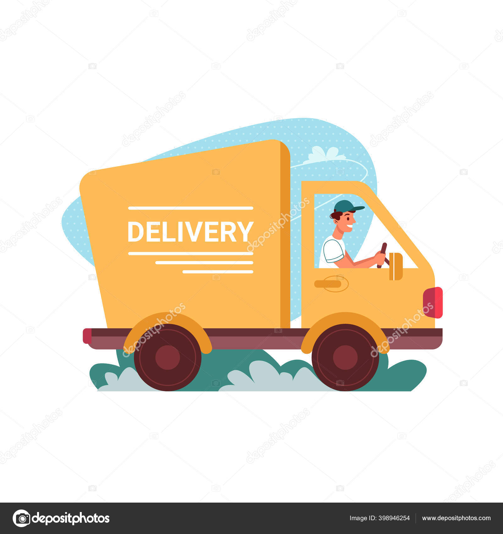 Delivery courier truck, car deliver, flat cartoon Stock Vector by ...