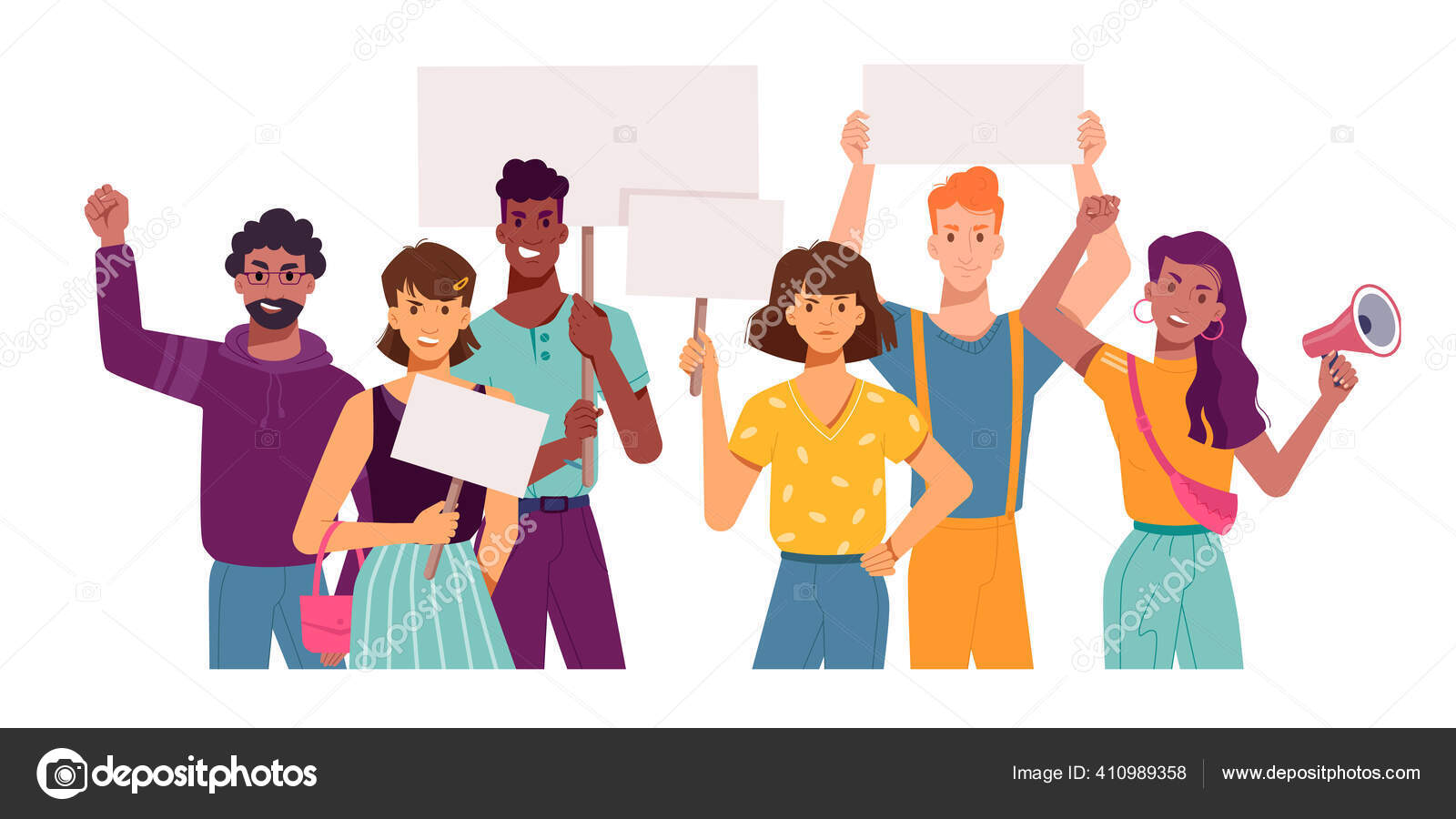 Cartoon Crowd Of People Angry