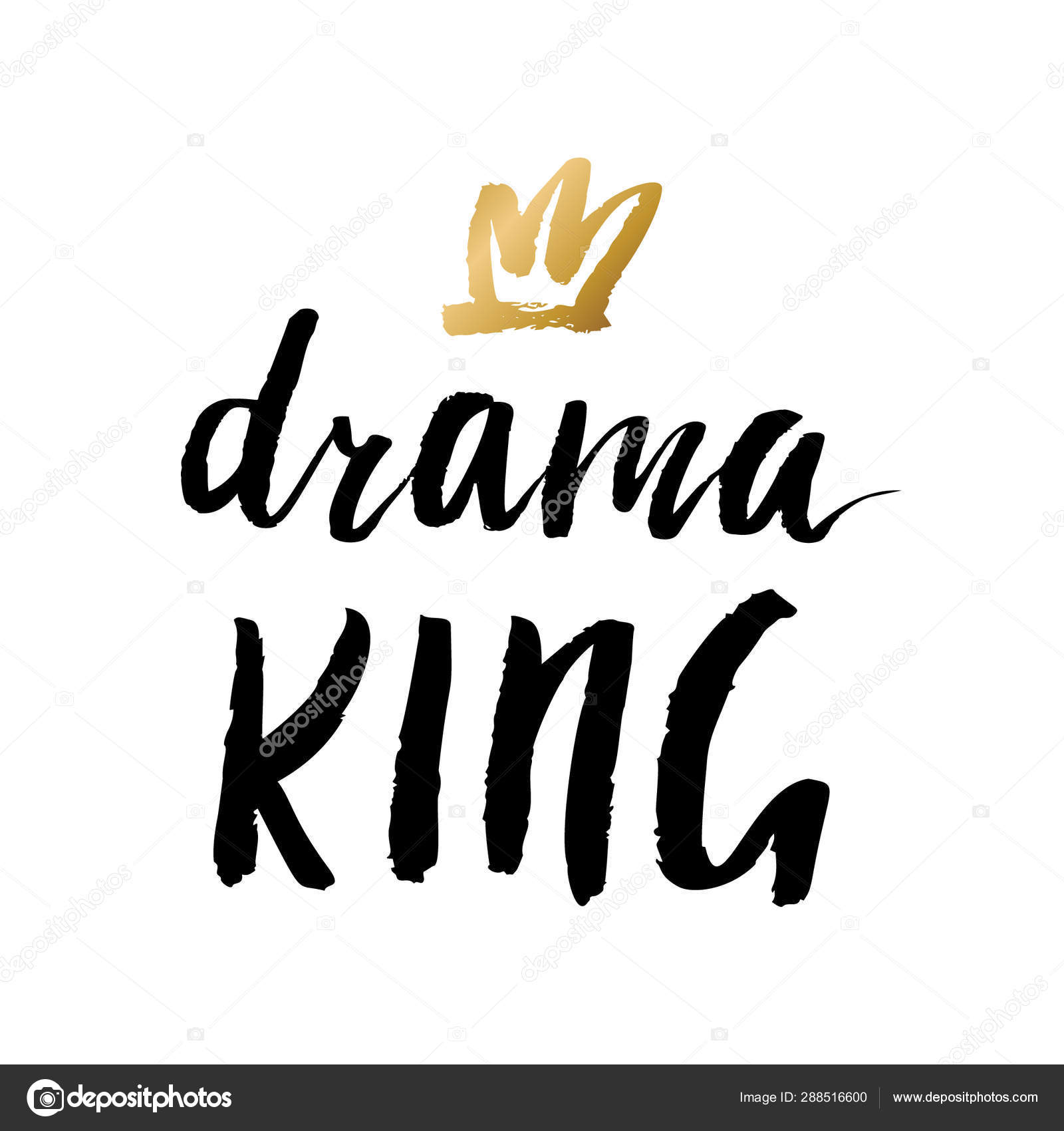 Letras de mano con palabras Drama King. Fondo con corona . Vector de ...