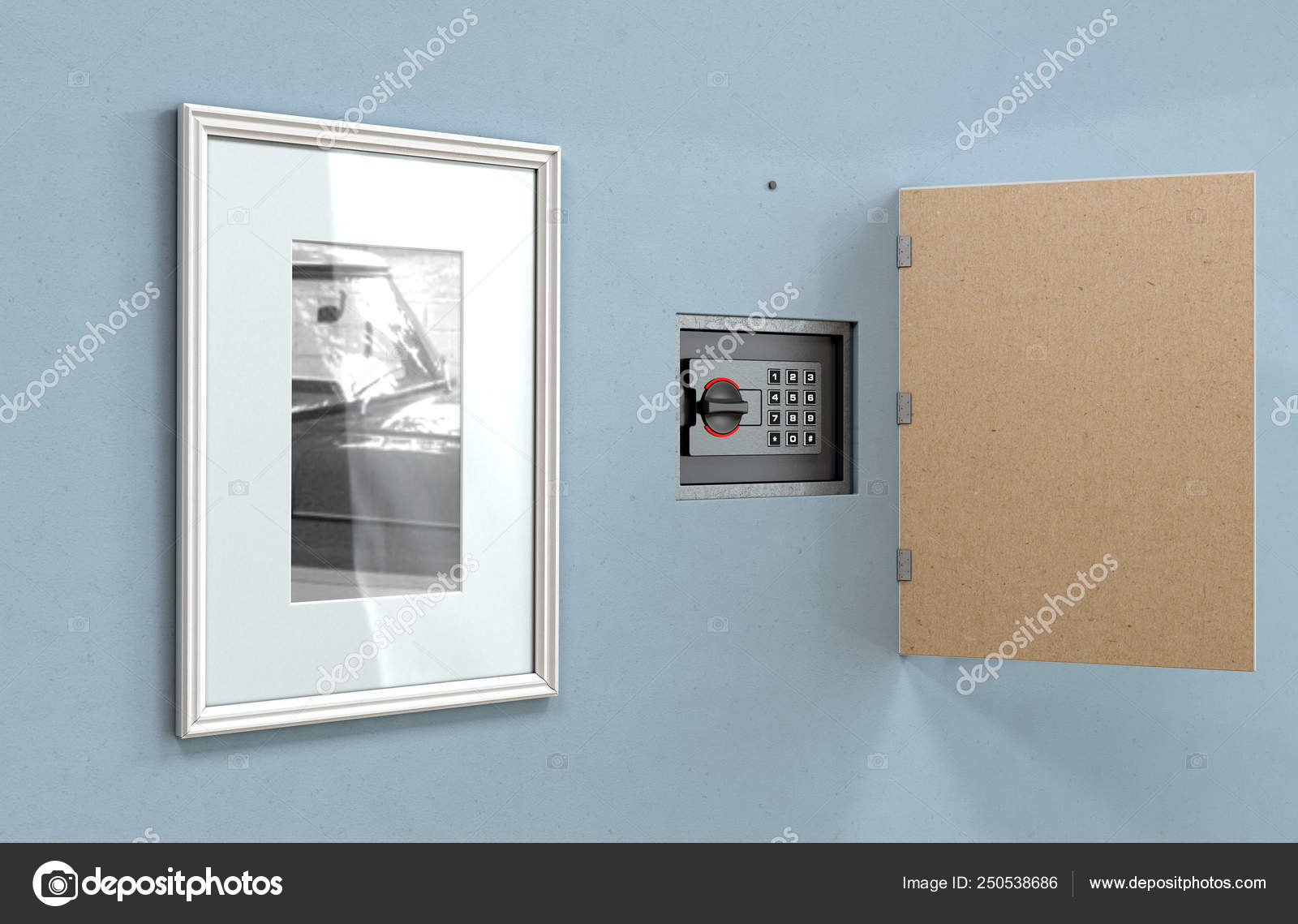 Hidden Wall Safe Behind Picture Stock Photo by ©albund 250538686